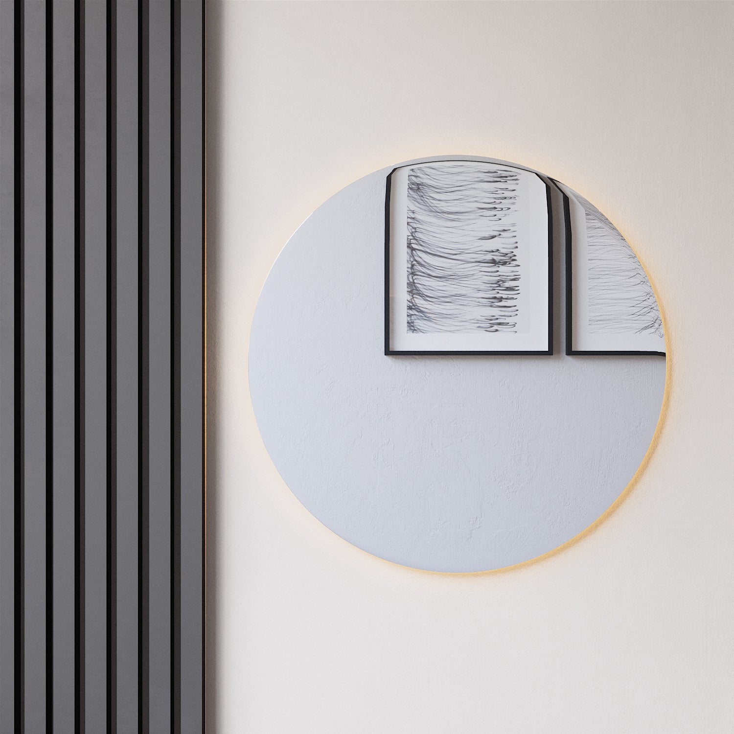 Round Mirror With LED-Lights 60cm– Glassfactory.fi